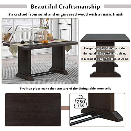 5-Piece Dining Table Set for 4, Breakfast Table Set Space Saving Solid Wood Chairs and Table Set for Apartment Dining Room with Rectangular Dining Table and 4 Upholstered Dining Chairs, Espresso
