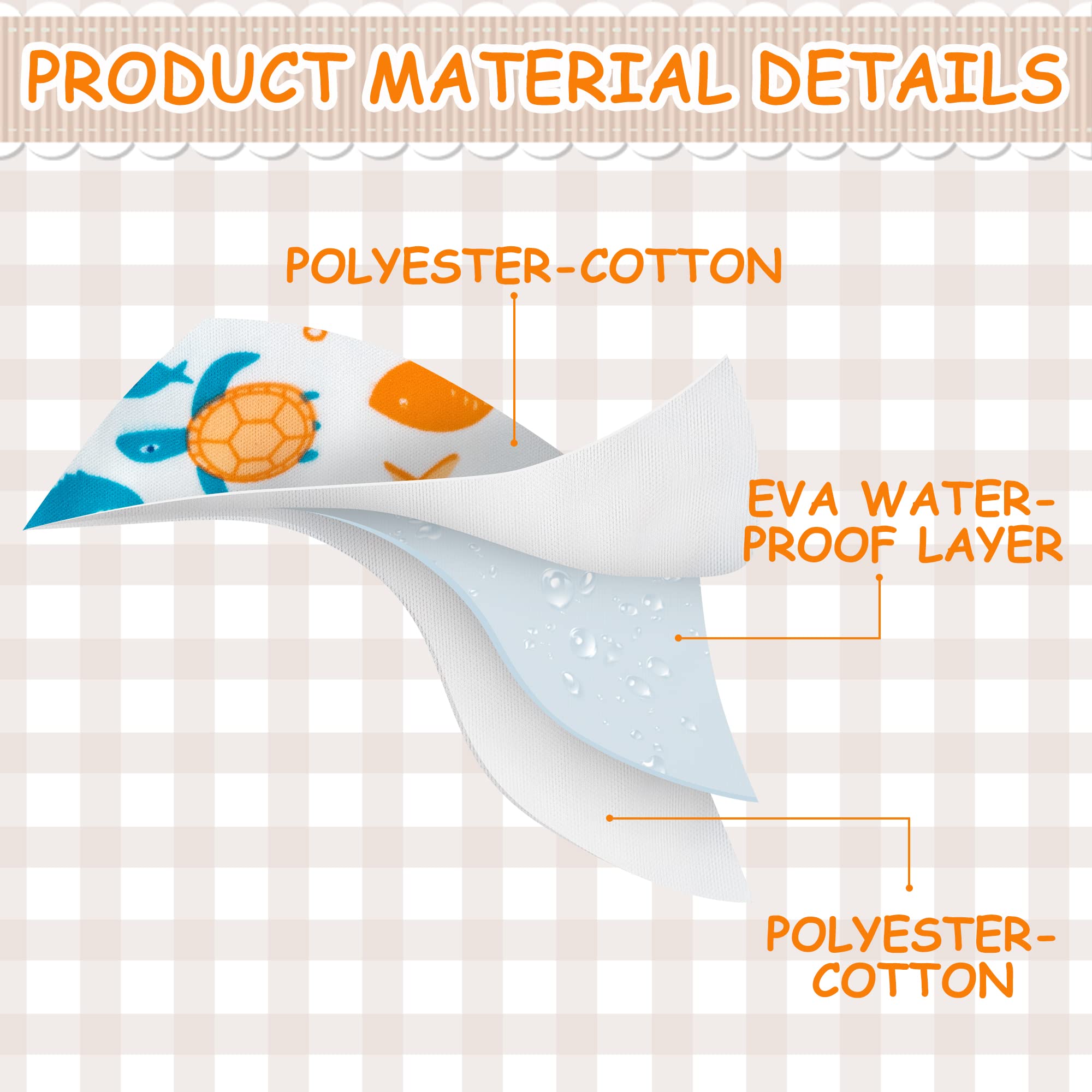 2ooya 7Pcs Waterproof Cotton Baby Bibs Adjustable Hook Loop Closure Infant Bib Unisex Blue Newborn Babies Infant Food Bibs Keepsake Baby Gift for Eating Teething Drooling Feeding(6-12 Months)