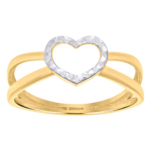14k Two tone Gold Womens Love Heart Ring Measures 7.1mm Wide Jewelry for Women
