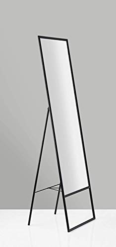 Adesso Alfred Full Length Simple, Modern Matte Black Floor Mirror with Folding Frame