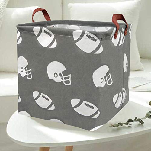 BOOHIT Square Storage Box Basket,Canvas Fabric Toy Collapsible Storage Organizer Bin,PE Waterproof Storage Box,Laundry Basket for Kid Rooms,Playroom,Shelves,Toy Basket,Gift Basket (Rugby)