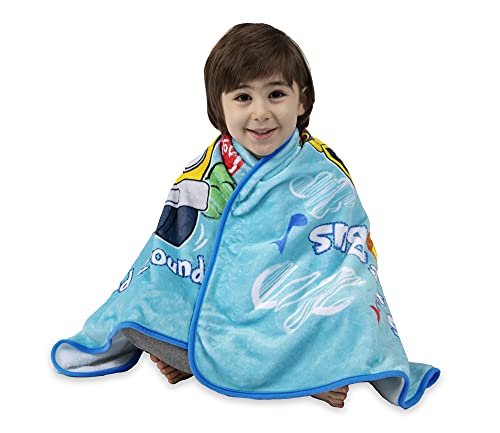 CoComelon Musical Warm, Plush, Throw Blanket That Plays The Theme Song - Extra Cozy and Comfy for Your Toddler, Blue