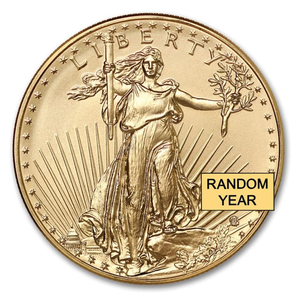1986 - Present (Random Year) 1/2 oz American Gold Eagle Coin Brilliant Uncirculated (BU -Type 1 or 2) in United States Mint Box with Certificate of Authenticity $25 Mint State