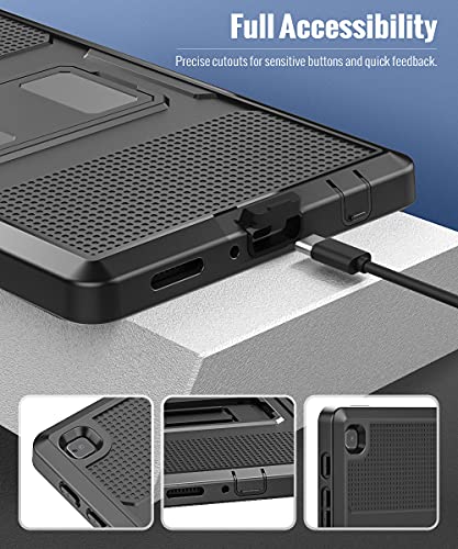 MoKo Case Fit Samsung Galaxy Tab A7 Lite 8.7-Inch 2021 (SM-T225/T220/T227), Shockproof Full Body Rugged Stand Back Cover Built-in Screen Protector Fit Galaxy Tab A7 Lite 8.7" 2021, Black