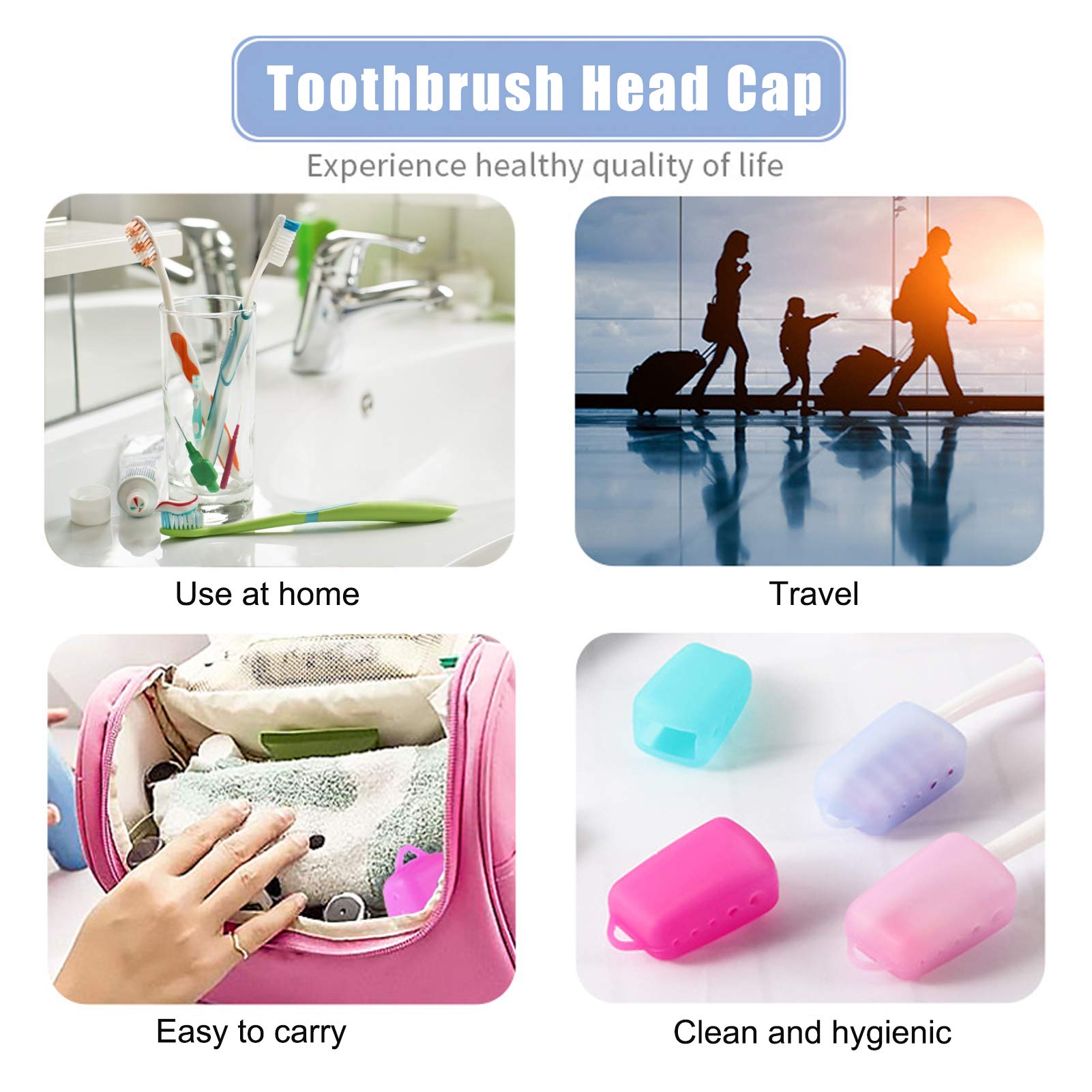 Toothbrush Head Cover, Toothbrush Protective Case, Toothbrush Head Cap, for Home Travel Camping Lightweight Safe Protecting Toothbrush Head(Transparent white)
