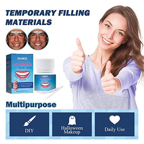 30 ml Tooth Repair Kit, Temporary Teeth Replacement Kit - Moldable Thermal Fitting Beads for Filling Fix Missing and Broken Tooth or Adhesive Denture Fake Teeth