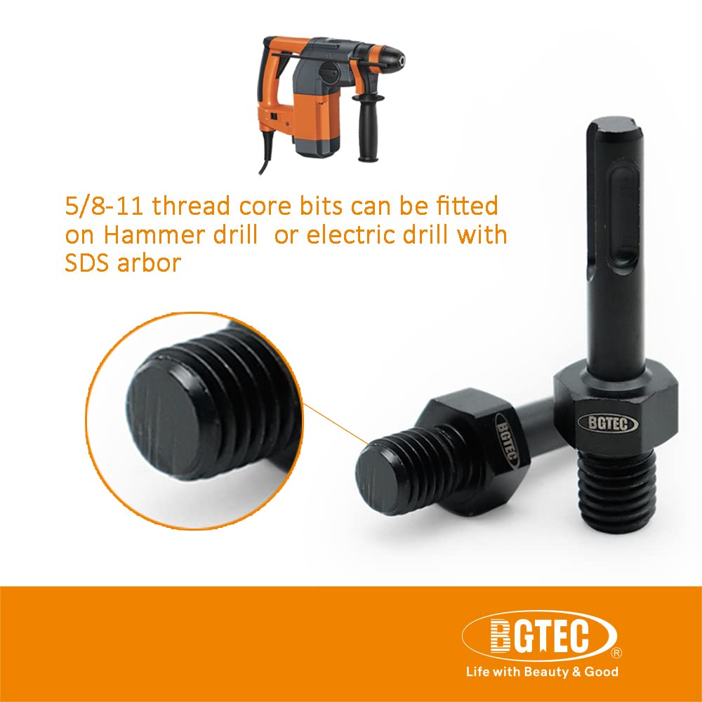 BGTEC Core Drill Adapter 5/8“-11 Male Thread to SDS Plus Shank for Hammer Drill,Rotary Hammer Drill Core Drilling