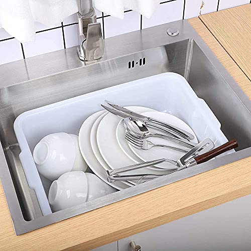 4-Pack Commercial Bus Tubs 8L, White Plastic Bus Box/Tote, Bus Wash Dish Basin Pans