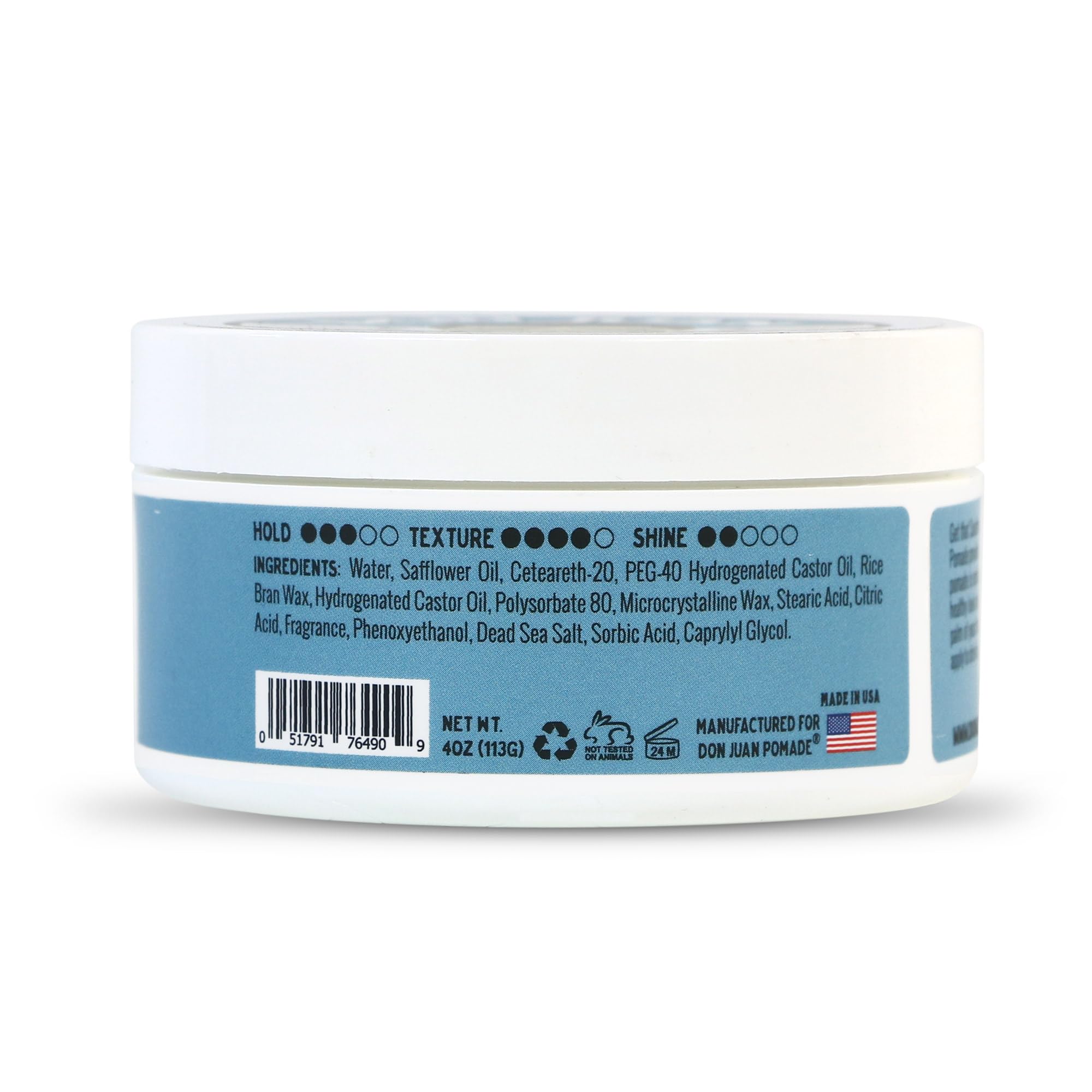Don Juan Sea Salt Matte Pomade | Water Based | Medium Hold | Matte Finish | Natural Plant Extracts and Ocean Minerals | Surf Wax Scent, 4 oz