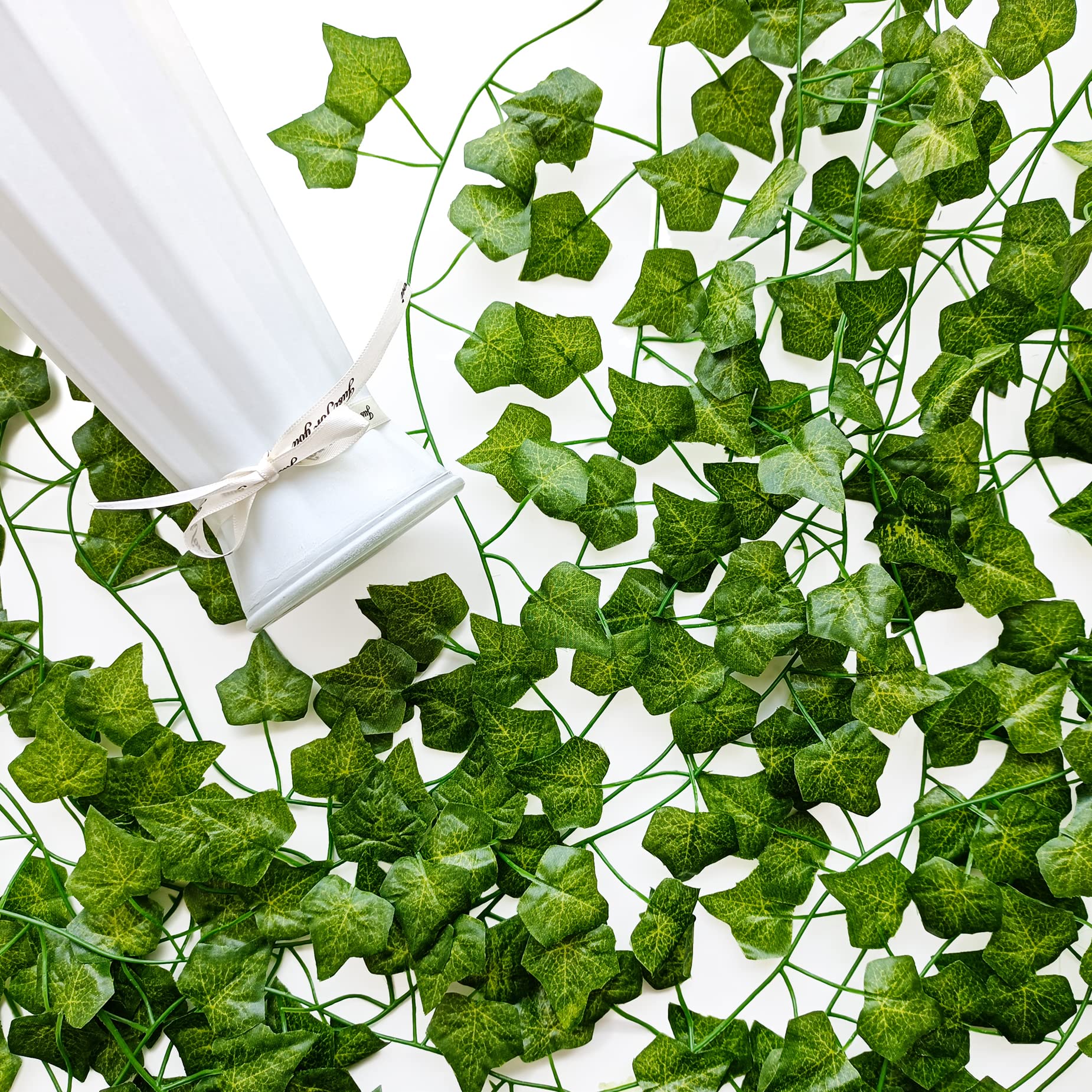 24pcs 168Ft Fake Vines Ivy Leaves Artificial Ivy Garland Greenery Hanging Plants for Wedding Garden Home Office Dorm Wall Decor