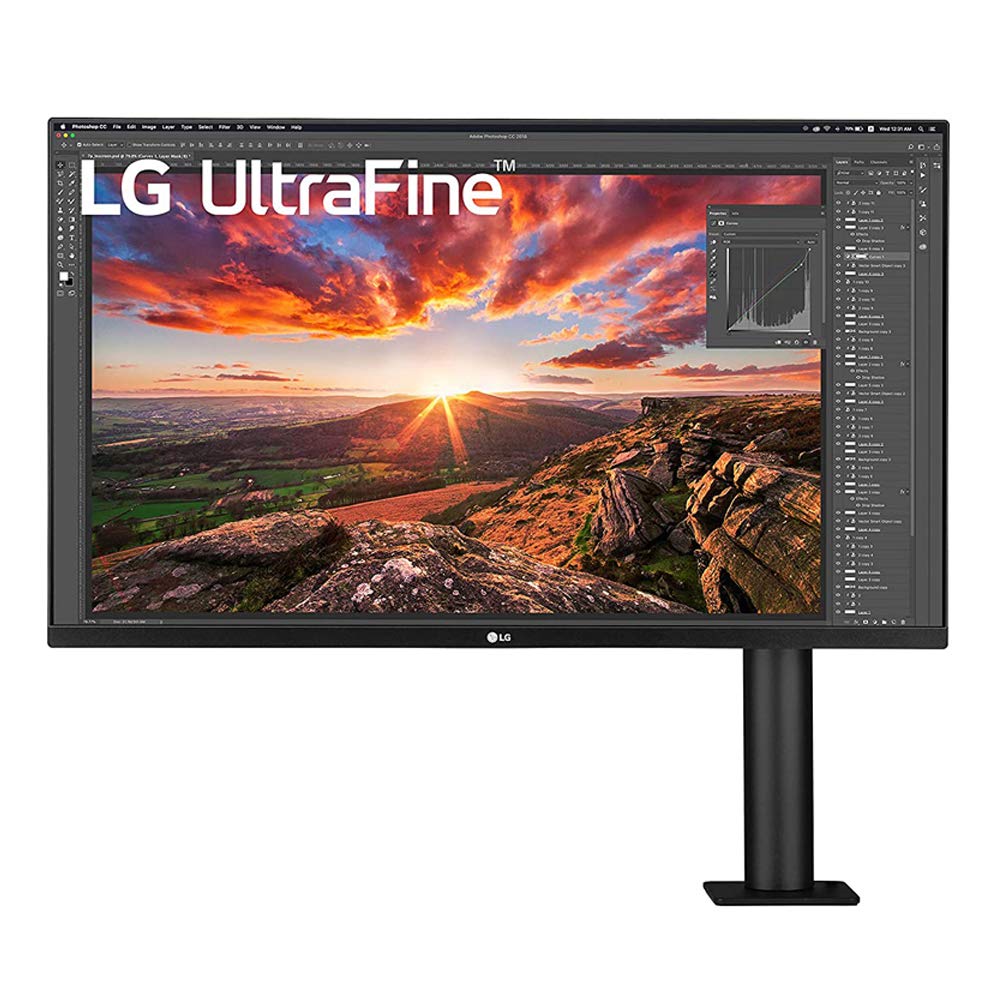 LG 32UN880-B 32 Inch Ultrafine Display Ergo 4K HDR10 Monitor Bundle with 2X 6FT Universal 4K HDMI 2.0 Cable, Universal Screen Cleaner and 6-Outlet Surge Adapter