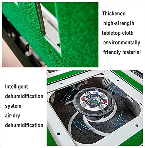 4-Legged Automatic Mahjong Table with 36mm Numbered Tiles (Green+Blue) Hard Tabletop Cover Chinese/Filipino/American Style All Fit No More Shuffling,More Rounds