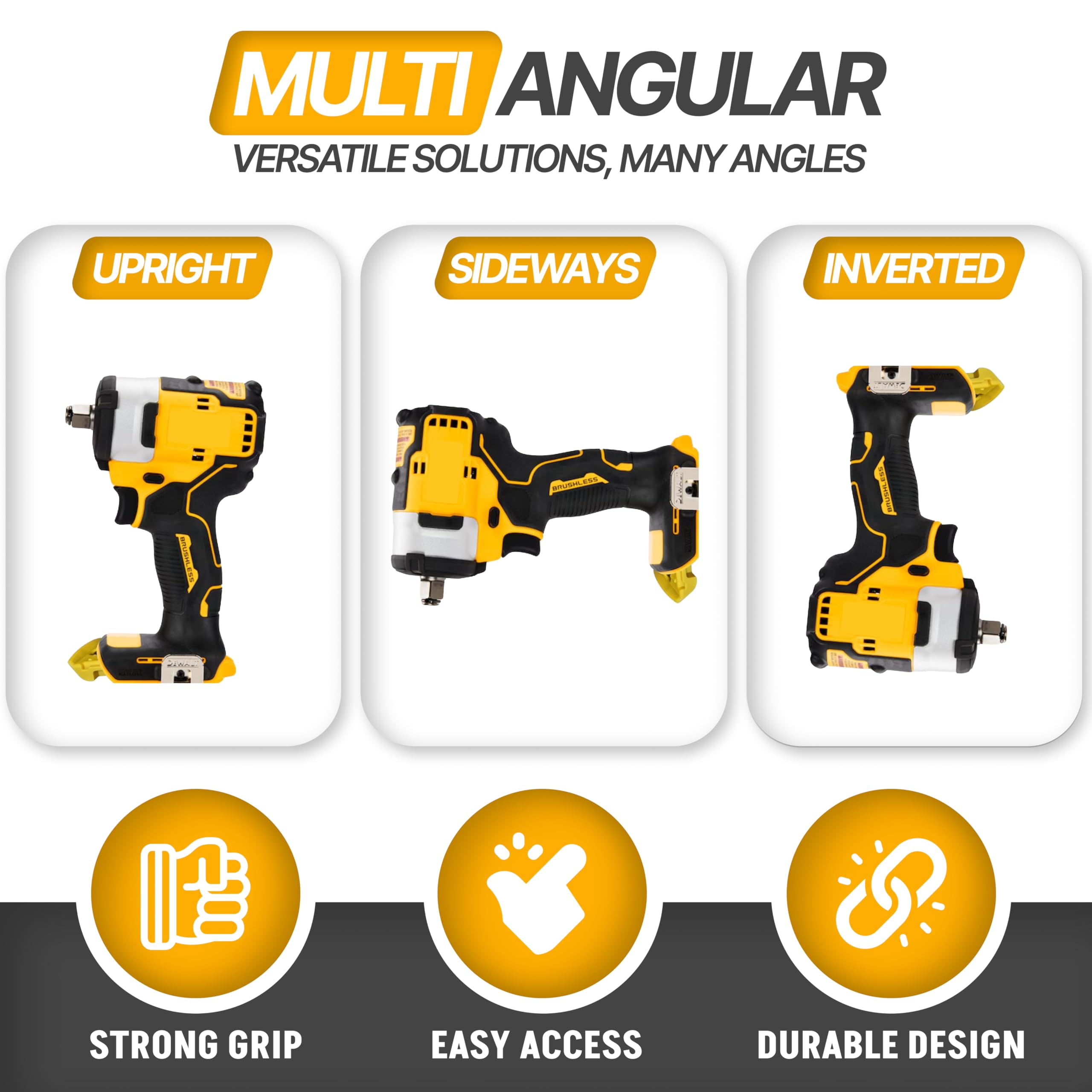 3 Pack Tool Holder Wall Mount for DeWalt 20v/60v Cordless Tools - Snap Fit Drill Holder Wall Mount for DeWalt Tool Hanger with 6 Screws - Easy to Install, Screw in and Lock