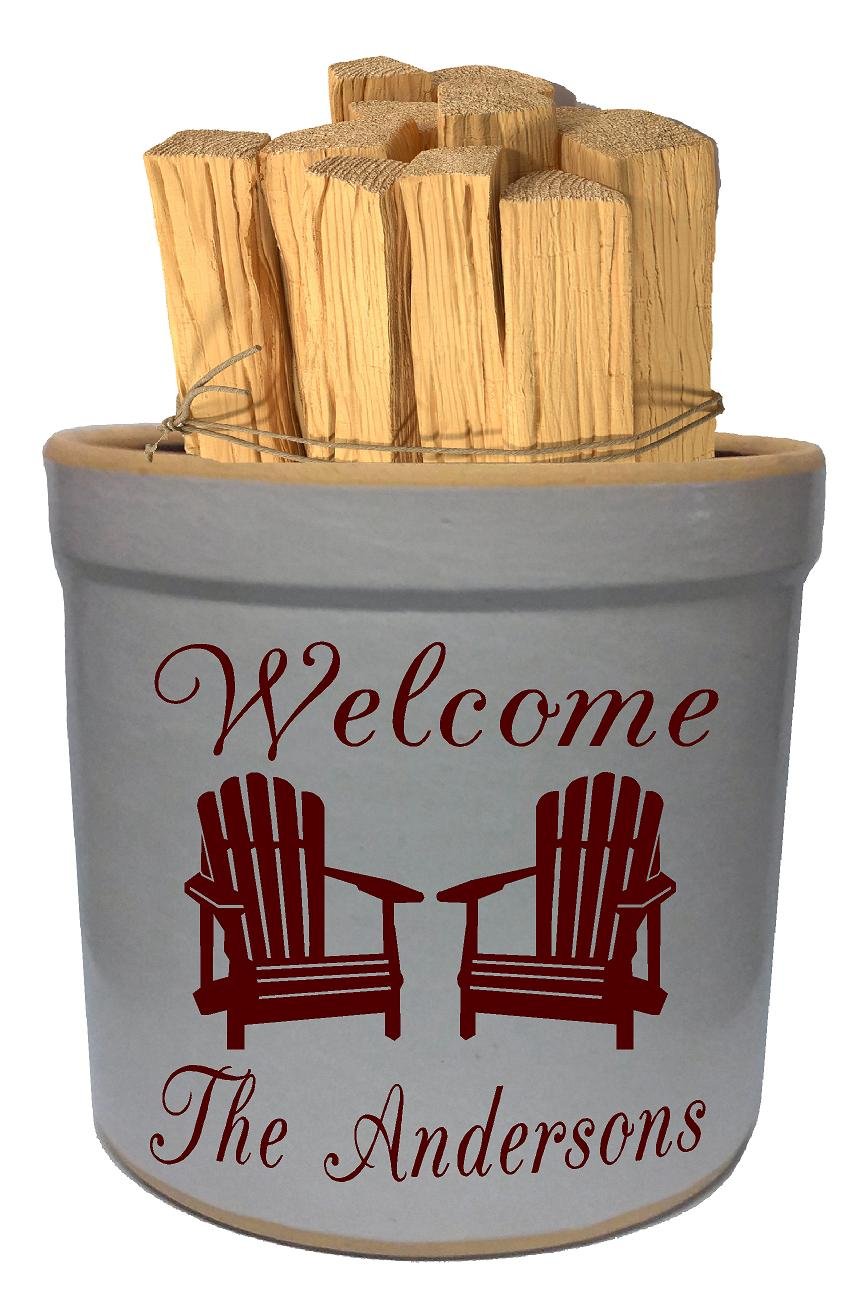 3 Gallon Personalized Stoneware Crock - Adirondack Welcome