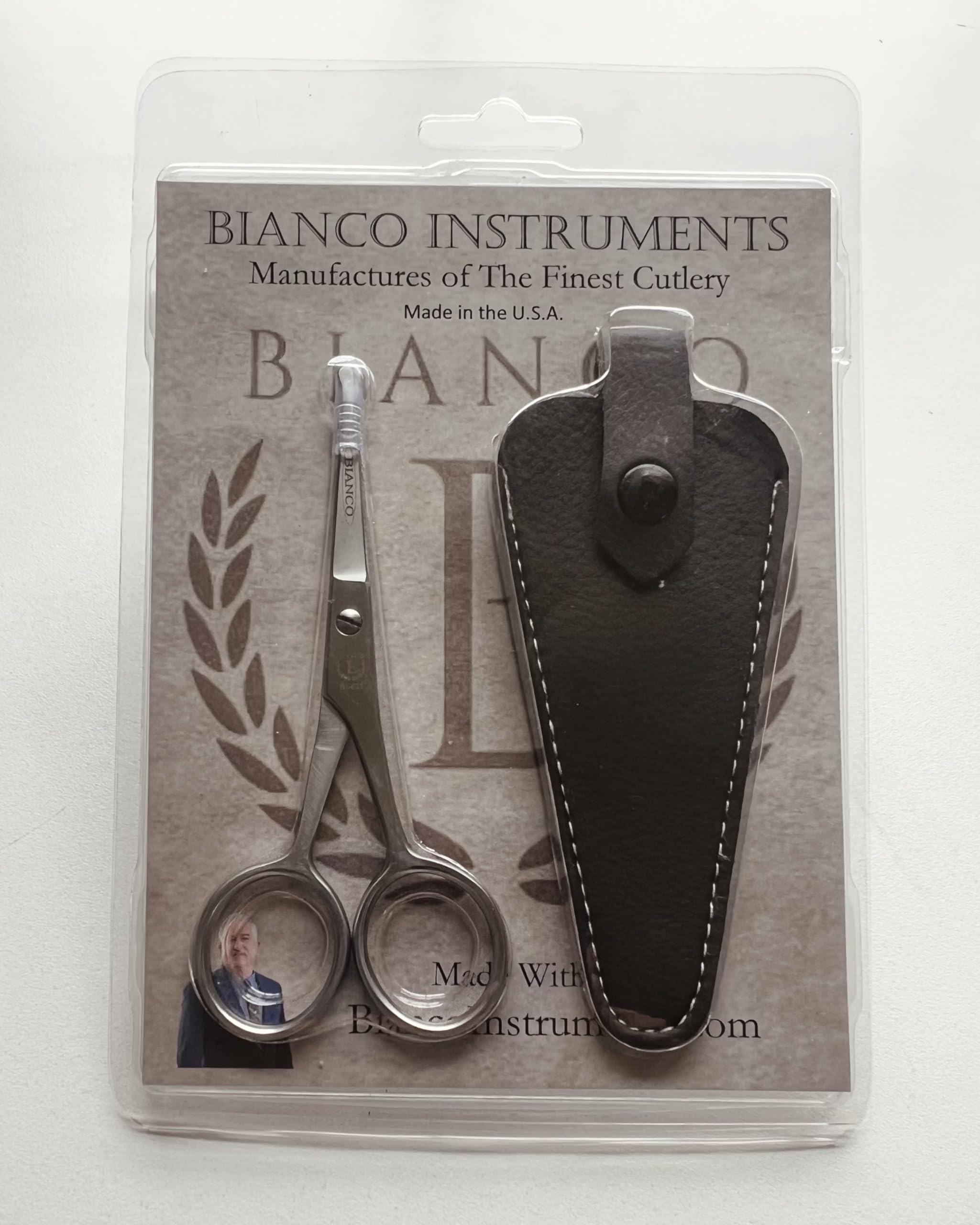 Bianco Instruments Nose Hair Scissors for Men and Women, Rounded Tip | Stainless Steel | Made in USA
