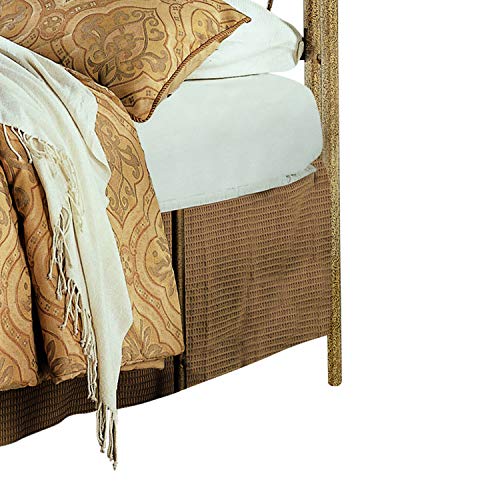Benjara Metal Queen Headboard and Footboard with Swirling Floral Motifs, Antique Gold