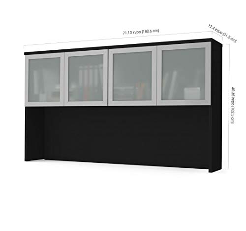 Bestar Pro-Concept Plus Hutch with Frosted Glass Doors, Black