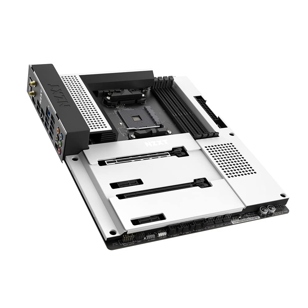 NZXT N7 B550 - N7-B55XT-W1 - AMD B550 chipset (Supports AMD Socket AM4 Ryzen CPUs) - ATX Gaming Motherboard - Integrated Rear I/O Shield - Wifi 6 connectivity - White