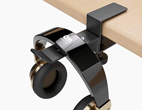 6amLifestyle Headphone Headset Holder Hanger, Universal Metal Gaming Headphones Stand Mount Under Desk Hook Clip with Adjustable Clamp for All Headsets, Black（Patented）