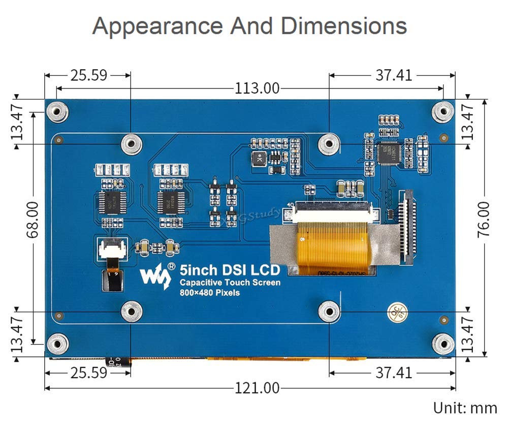 for Raspberry Pi 5inch LCD Capacitive Touch Display Screen 800×480 5inch LCD DSI Interface for Raspberry Pi 4 3 2 Model B B+ A+ Raspbian Retropie Ubuntu Kali WIN10 IoT Driver Free @XYGStudy