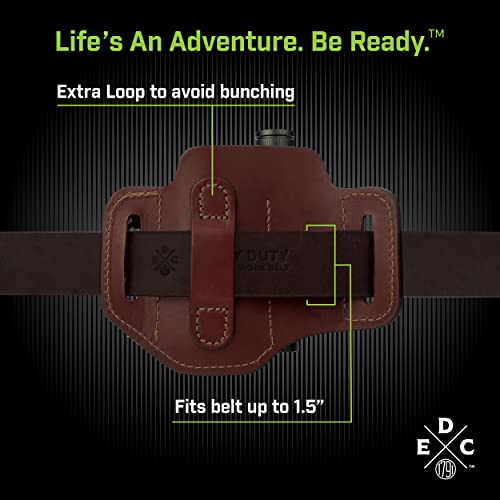 1791 EDC Multitool & Flashlight Holster, Leather EDC Organizer Belt Pouch Fits Multitool, Knife, Flashlight, Keys - Compatible with Heavy Duty Leatherman, Gerber, SOG Multitools - Easy Slide, Brown