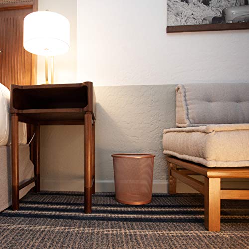 SHS Round Mesh Stainless Steel WasteBasket Trash Can Recycling Bin for Home, Office, Bathroom, Bedroom & Kitchen, 3.5 Gallon / 12L, 11β Height x 10β Diameter Garbage Can (Rose Gold)