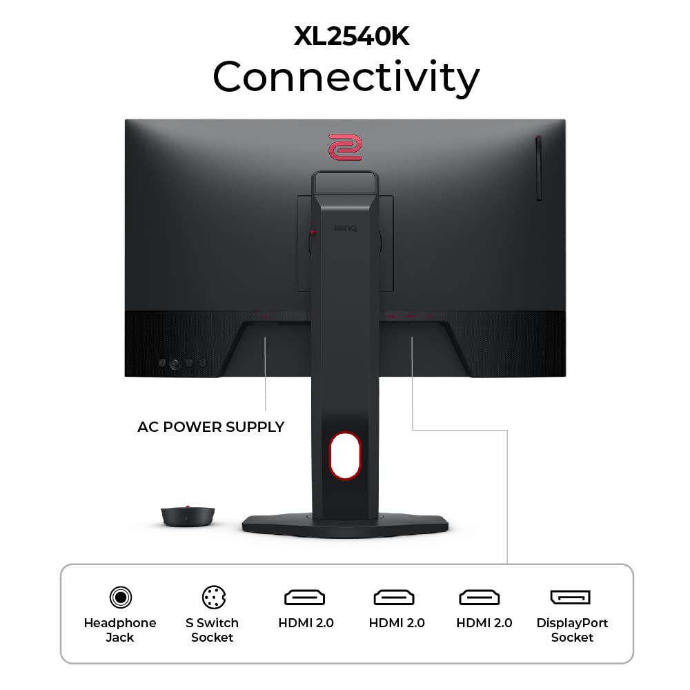 BenQ ZOWIE XL2540K 24.5-inch 240Hz Gaming Monitor 1080P 1ms Smaller Base Flexible Height & Tilt Adjustment XL Setting to Share Customizable Quick Menu Black eQualizer Color Vibrance