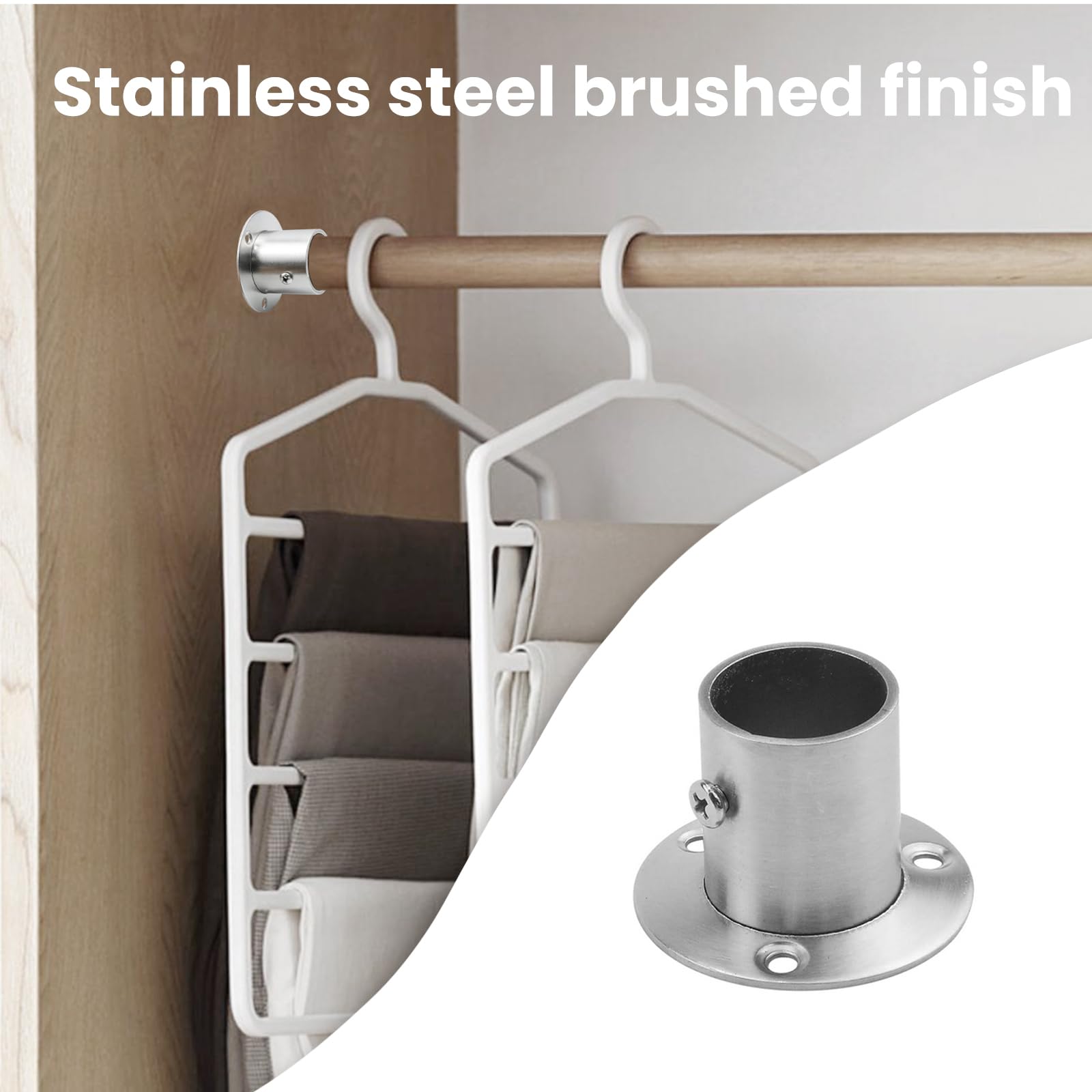 4-Pack Antrader Stainless Steel Closet Rod Flange- 1 Inch Dia. Adjustable Socket Bracket Support Holder for Pipe
