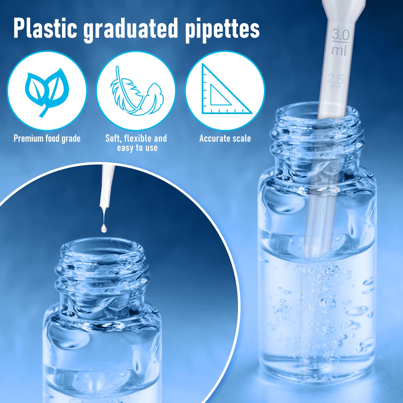 100 Pcs 3 Ml Plastic Transfer Pipettes Disposable Calibrated Dropper Pipettes Dropper 6 Inch Droppers for Essential Oils Transfer Pipettes for Science Laboratory DIY Art Water Liquid Makeup