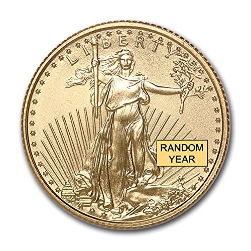 1986 - Present (Random Year) 1/10 oz Gold American Eagle Brilliant Uncirculated Coin (Type 1 or Type 2) with Certificate of Authenticity $5 BU
