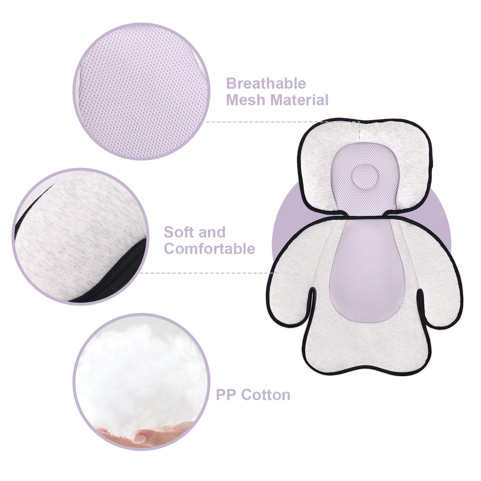vocheer Toddler Stroller Cushion, Infant Car Seat Cushion Stroller Support Pillow for Newborn 0-12 Months