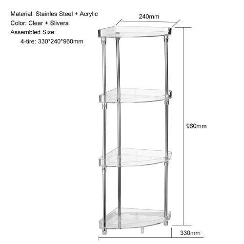 Decdeal 4-Tier Corner Storage Shelf Organizer for Cosmetics, Bathroom Countertop, Vanity Tray, Kitchen Standing Shelf