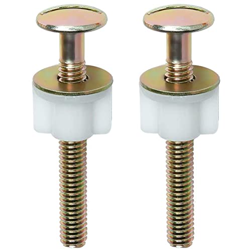 2 Pcs Toilet Seat Screws, Universal Toilet Seat Hinge Bolts and Screw, with Plastic Nuts and Metal Washers Replacement Parts for Top Mount Toilet Seat Hinges