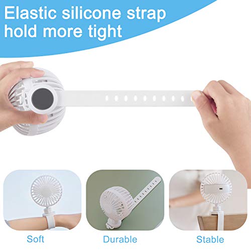 INNOLV Stroller Fan Clip on for Baby, Battery Operated Fans Portable Mini Handheld with Battery Powered and Flexible Silicon Strap,3 Speeds Personal Fan for Car Seat,Bike/Camping(White)
