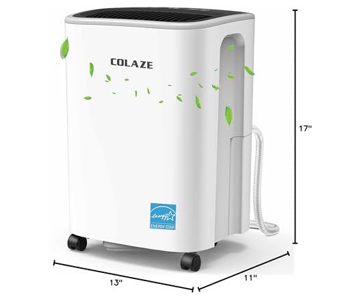 2500 Sq. Ft 30 Pint Dehumidifier, COLAZE DH01 Energy Star Dehumidifiers with Drain Hose for Home Basement Bedroom Bathroom, Auto Defrost & Overflow & Timer & Dry Function with 0.66 Gal Bucket