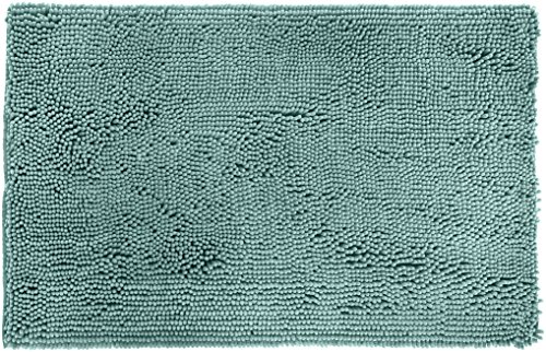 Amazon Basics Non-Slip Microfiber Shag Bathroom Rug Mat, 21" x 34", Seafoam Green