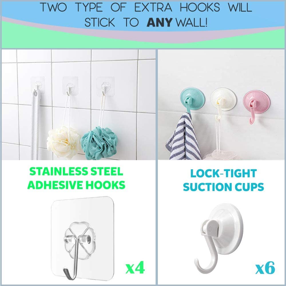 2 x Mesh Bath Toy Organizer + 6 Ultra Strong Hooks – The Perfect Bathtub Toy Holder & Bathroom or Shower Caddy – These Multi-use Net Bags Make Baby Bath Toy Storage Easy – For Kids & Toddlers