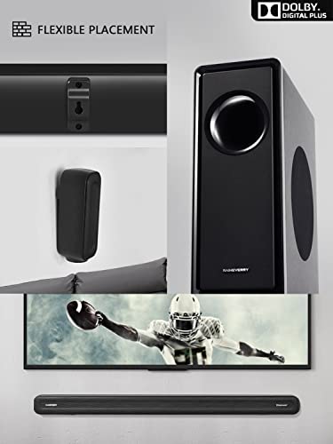 5.1 CH Surround Sound Bar with Dolby Audio, Sound Bars for TV with Wireless Subwoofer, Dolby Digital Plus, Bluetooth 5.0, Surround Sound System for Home Theater, Works with 4K & HD TVs| HDMI & Optical
