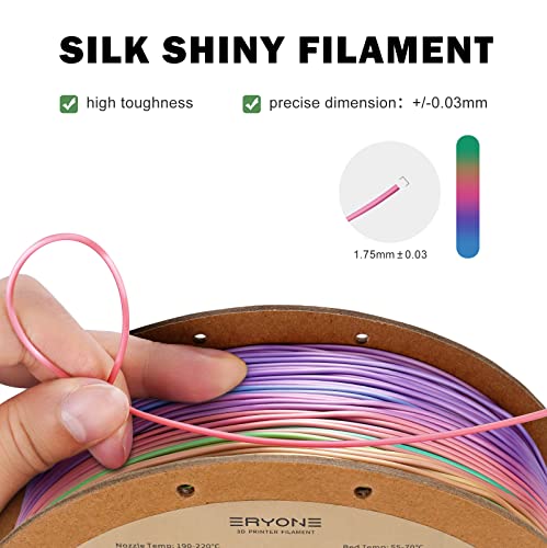 3D Printer Filament，Enisina Silk Rainbow PLA Filament 1.75mm with Gradient Five Colors，Compatible for FDM 3D Printer