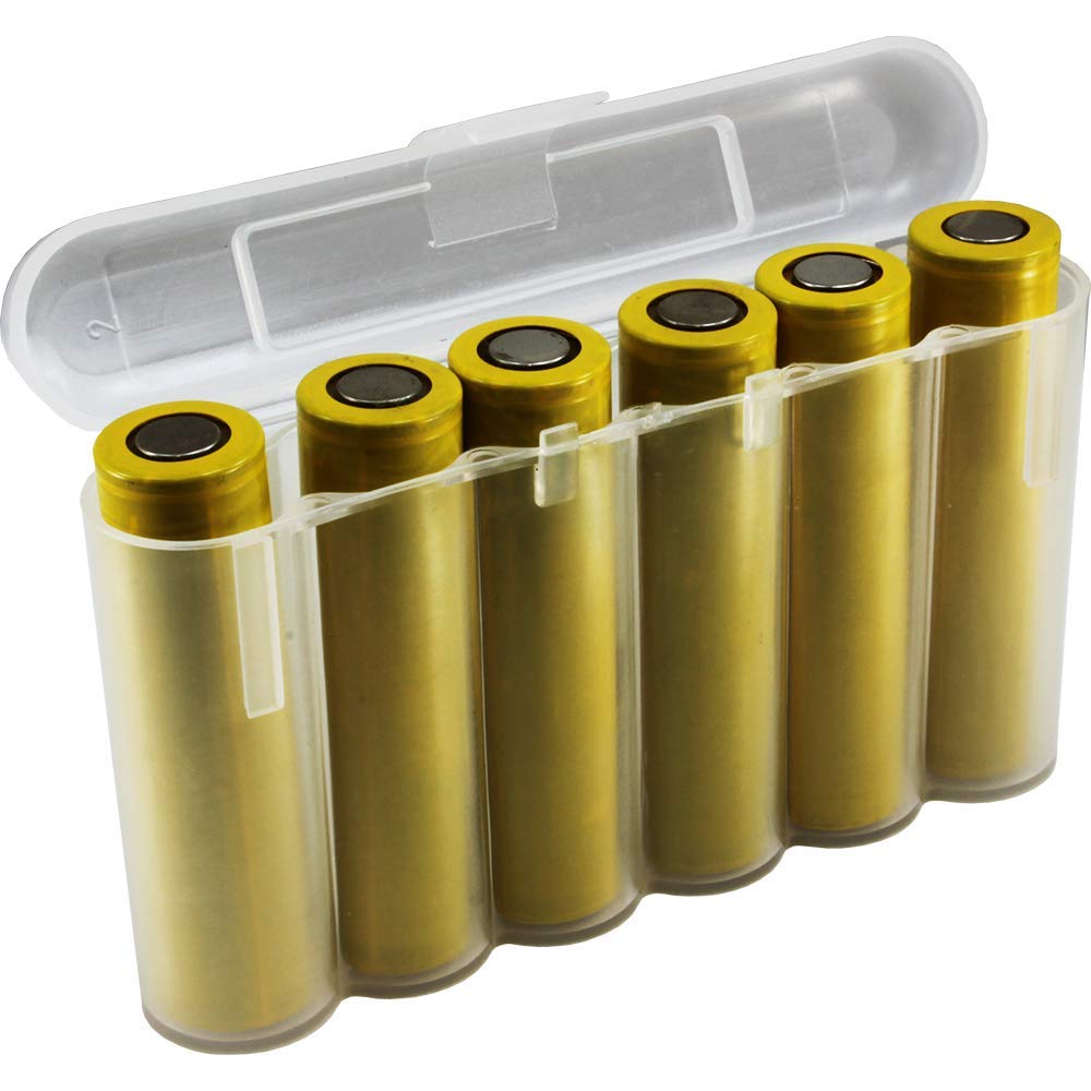 Birdz 2 Clear 18650 & CR123A 6 Battery Holder Storage Case for 18650 Batteries
