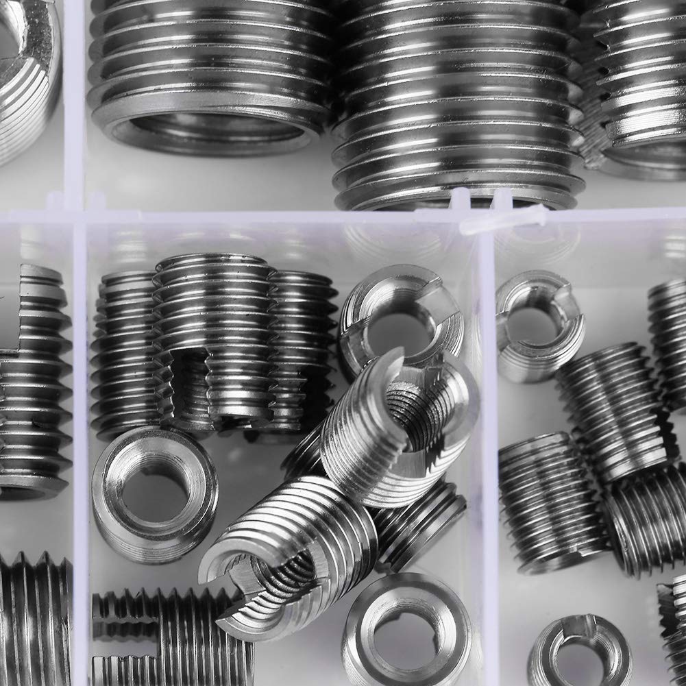 50Pcs Stainless Steel Inner Thread Self Tapping Thread Inserts Set Thread Reinforce Repair Tool M3- with a Storage Case