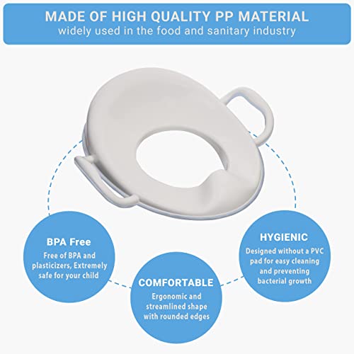 BISOO Potty Training Toilet Seat - Children WC Adapter - Baby Toilet Reducer - Safe and Comfortable - Compact and Portable Size - Includes Hanging Hook (Blue)