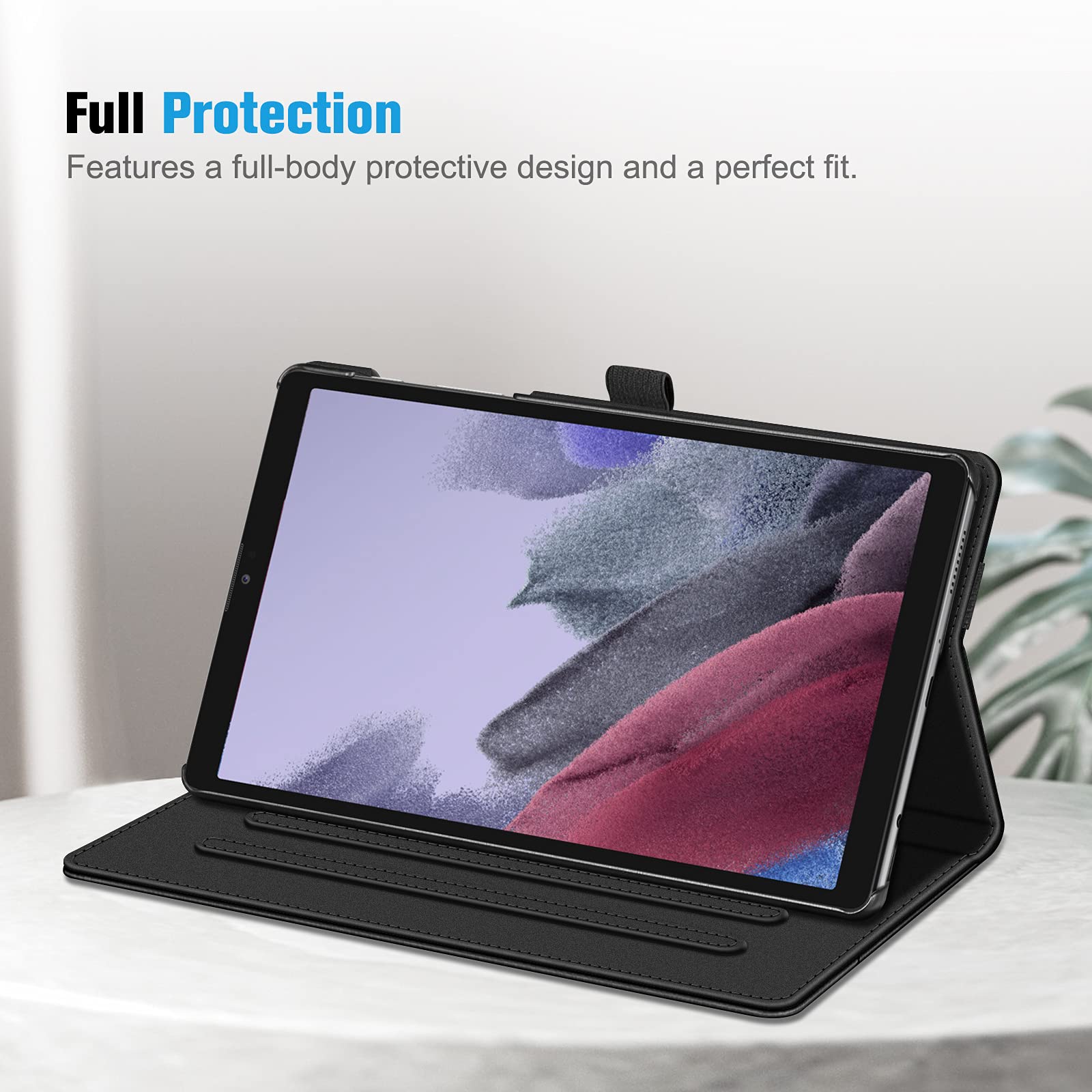 Fintie Case for Samsung Galaxy Tab A7 Lite 8.7 Inch 2021 Model (SM-T220/T225/T227), Multi-Angle Viewing Smart Stand Back Cover with Pocket, Black