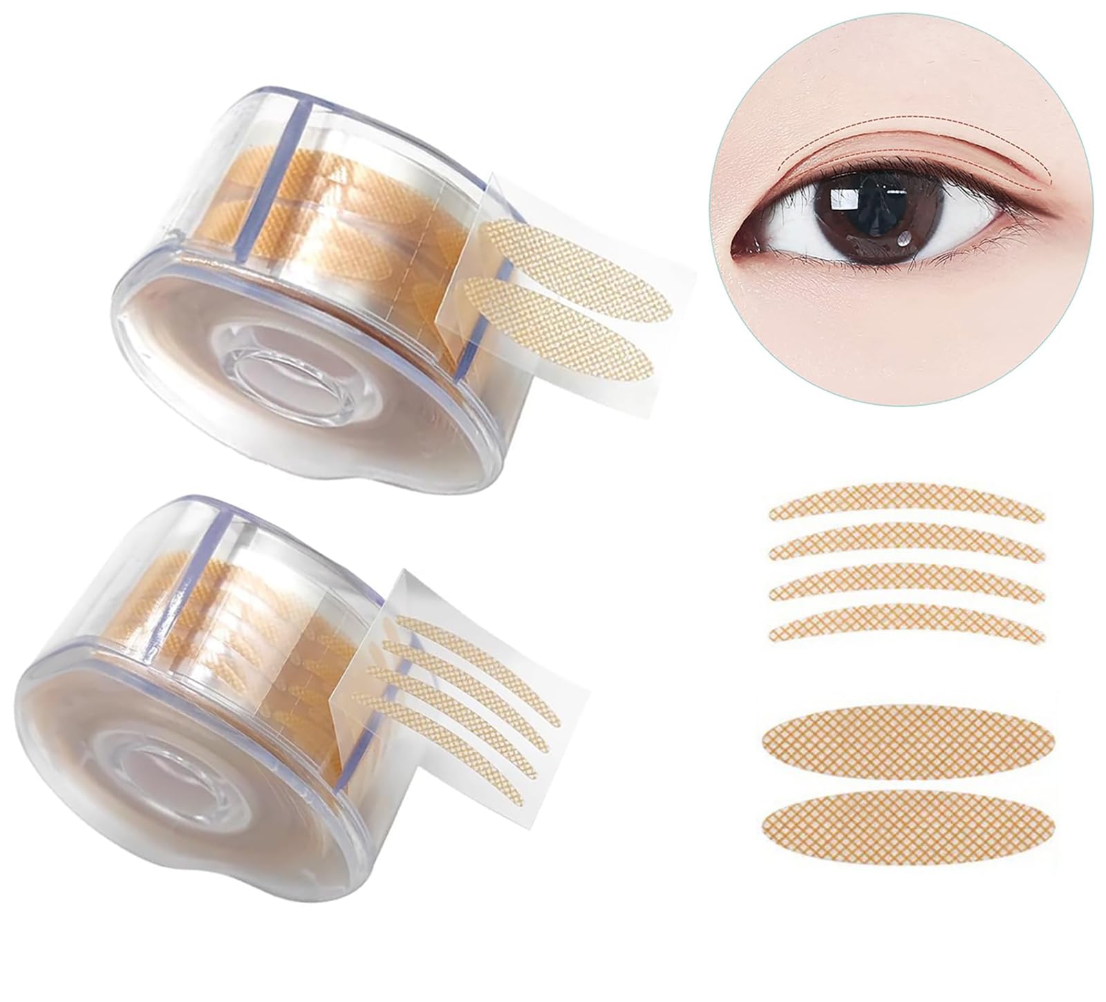 Waterproof Invisible Double Eyelid Tape - 1200 Pieces Natural Fiber Eyelid Lifter Strips, Eye Lift Tape for Droopy Lids, 2 Rolls Invisible Eye Stickers, Big Eye Decoration