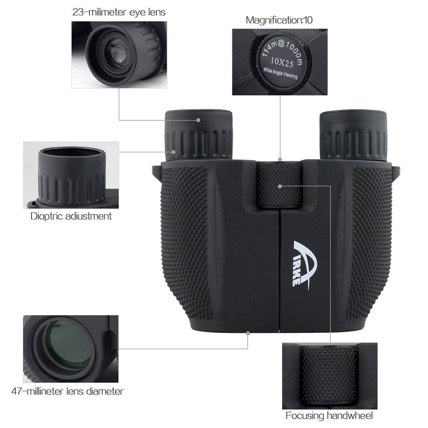 10x25 Folding High Powered Binoculars with Weak Light Night Vision Clear Bird Watching Great for Outdoor Sports Games and Concerts Binocular