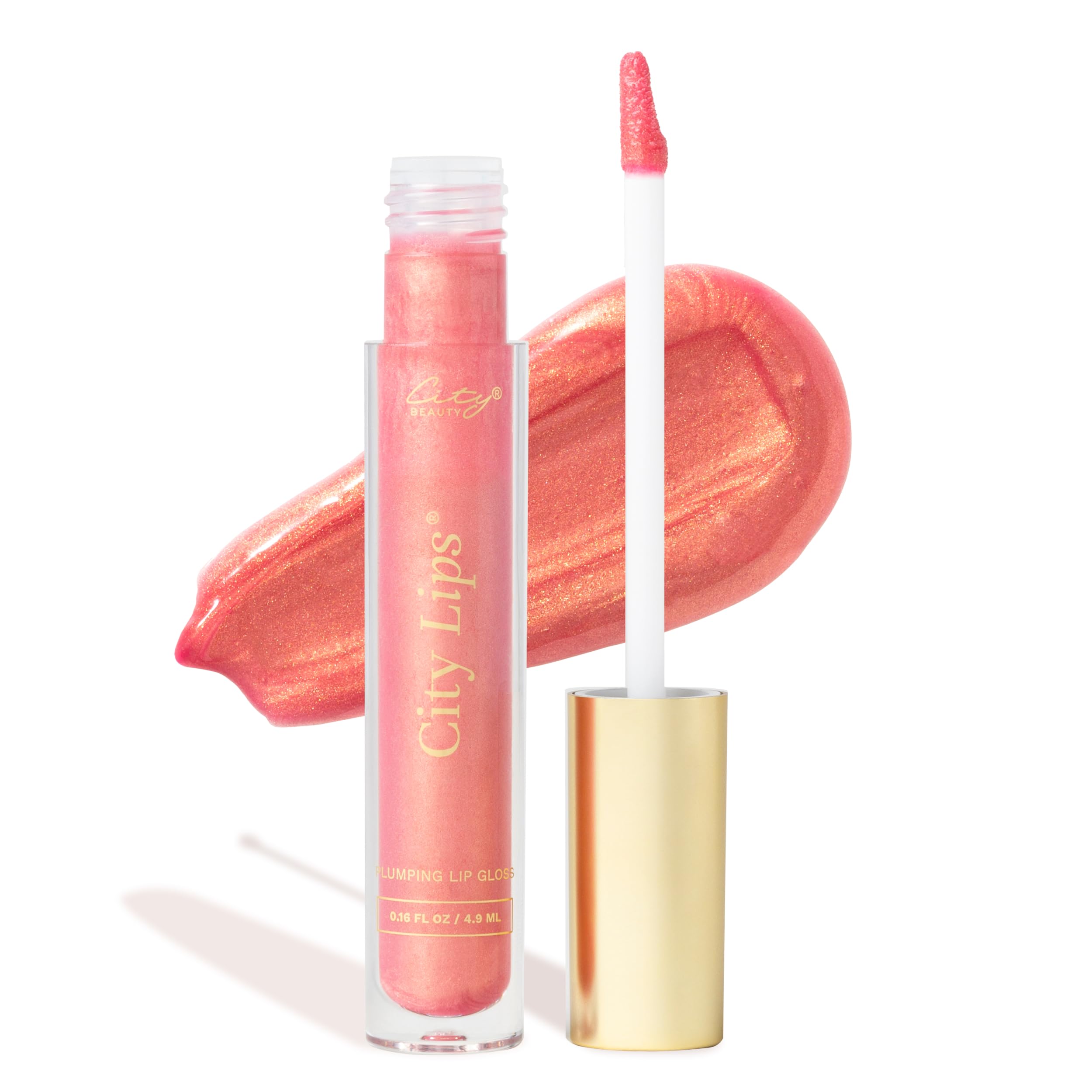 City Beauty City Lips Plumping Lip Gloss Sun Diego - High-Shine Gloss for Fuller, Younger-Looking Lips | Hydrating & Smoothing Lip Treatment Hyaluronic Acid