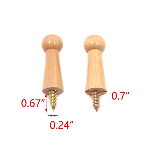 T Tulead 8PCS Wooden Coat Hooks Shaker Pegs Screw-on Clothes Hanging Hook Towel Belt Jewelry Hanger Hooks 18x50mm