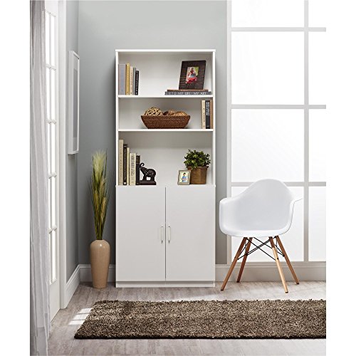 Ameriwood Home Moberly Bookcase with Doors, White