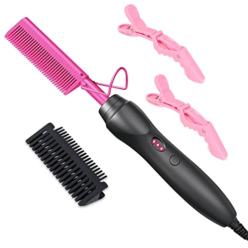 Electric Hot Comb for Wigs, Straightening Comb, Plug-In Hair Straightener for Black Hair