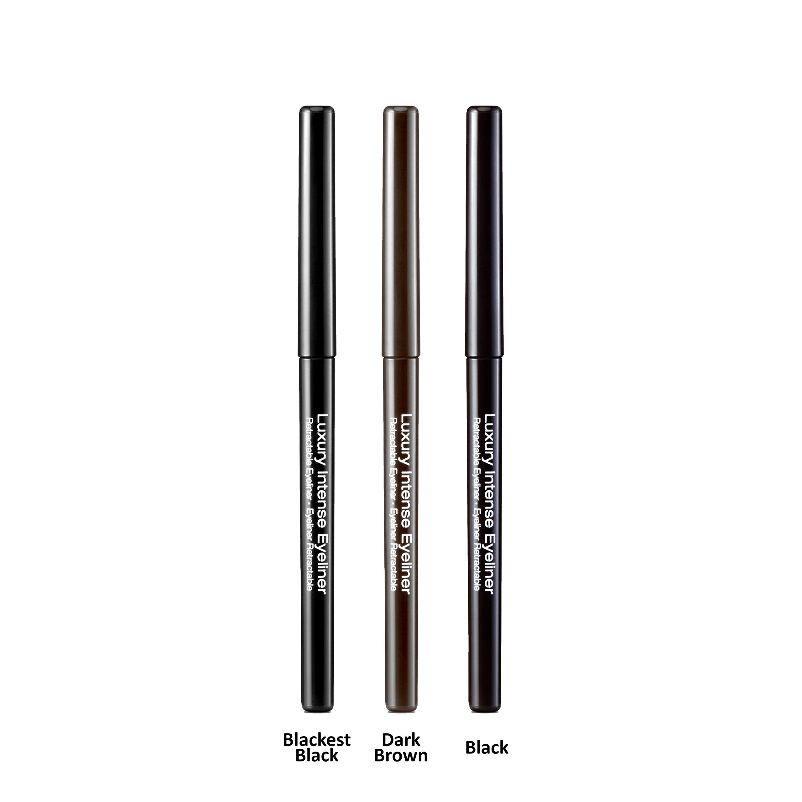 KISS New York Professional Retractable Eyeliner, Luxury Intense Highly Pigmented Eye Makeup, Long-Lasting, Water-Resistant, Smudge-Proof, Smooth Gliding (3 PACK, Blackest Black)
